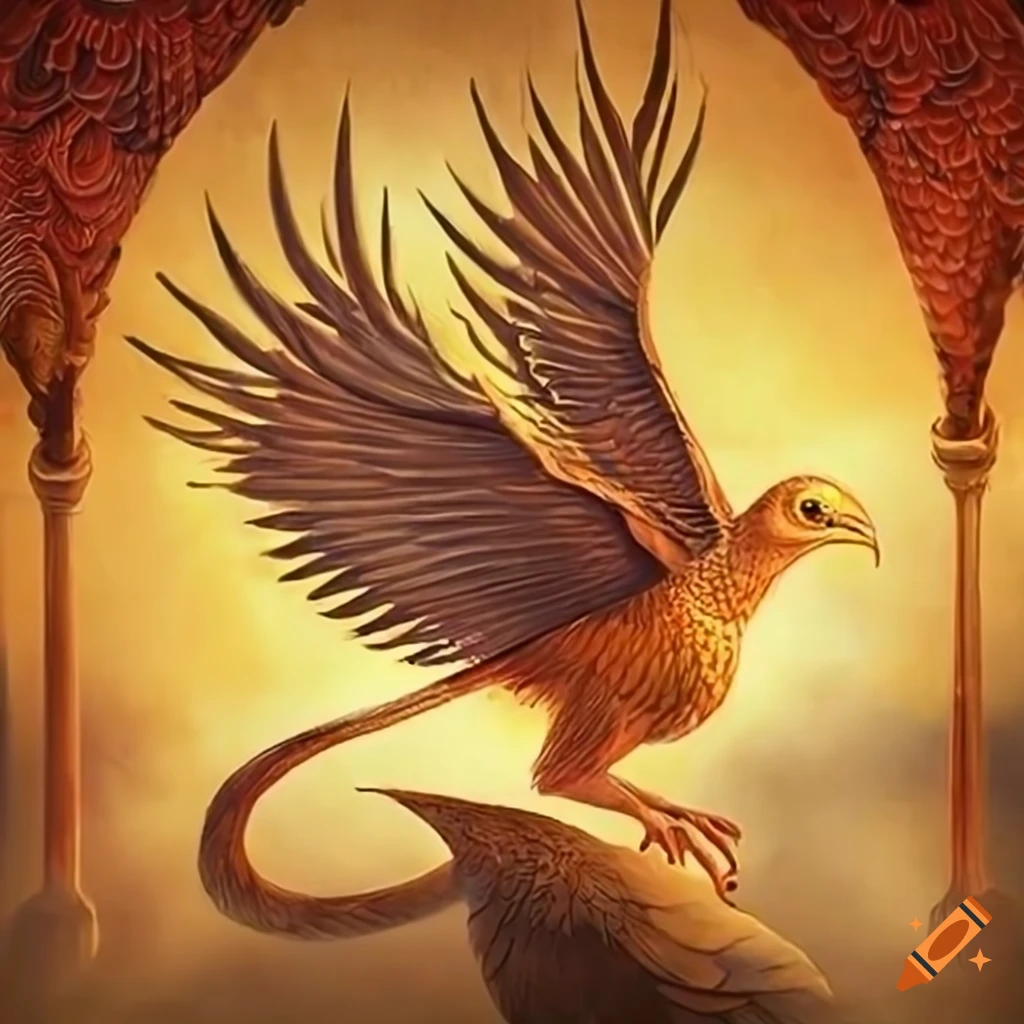 Chamrosh, a mythological bird in Iran's mythology on Craiyon
