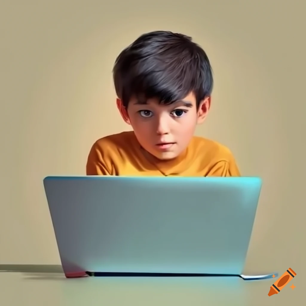 A boy studying on laptop