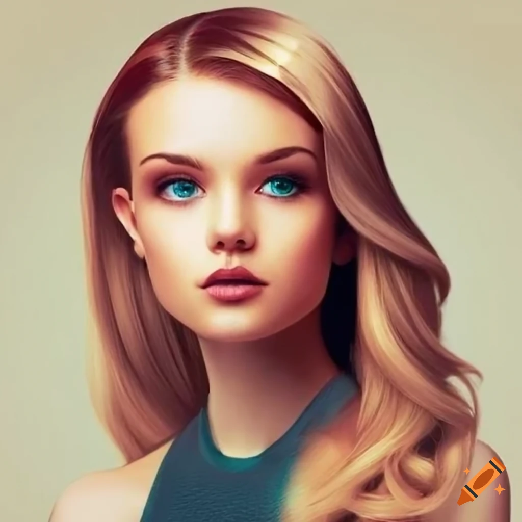 Beautiful Young Woman Shoulder Length Strawberry Blonde Hair