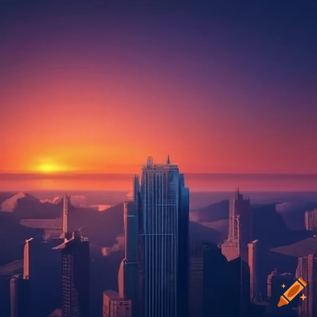 Sunset building edge of the earth