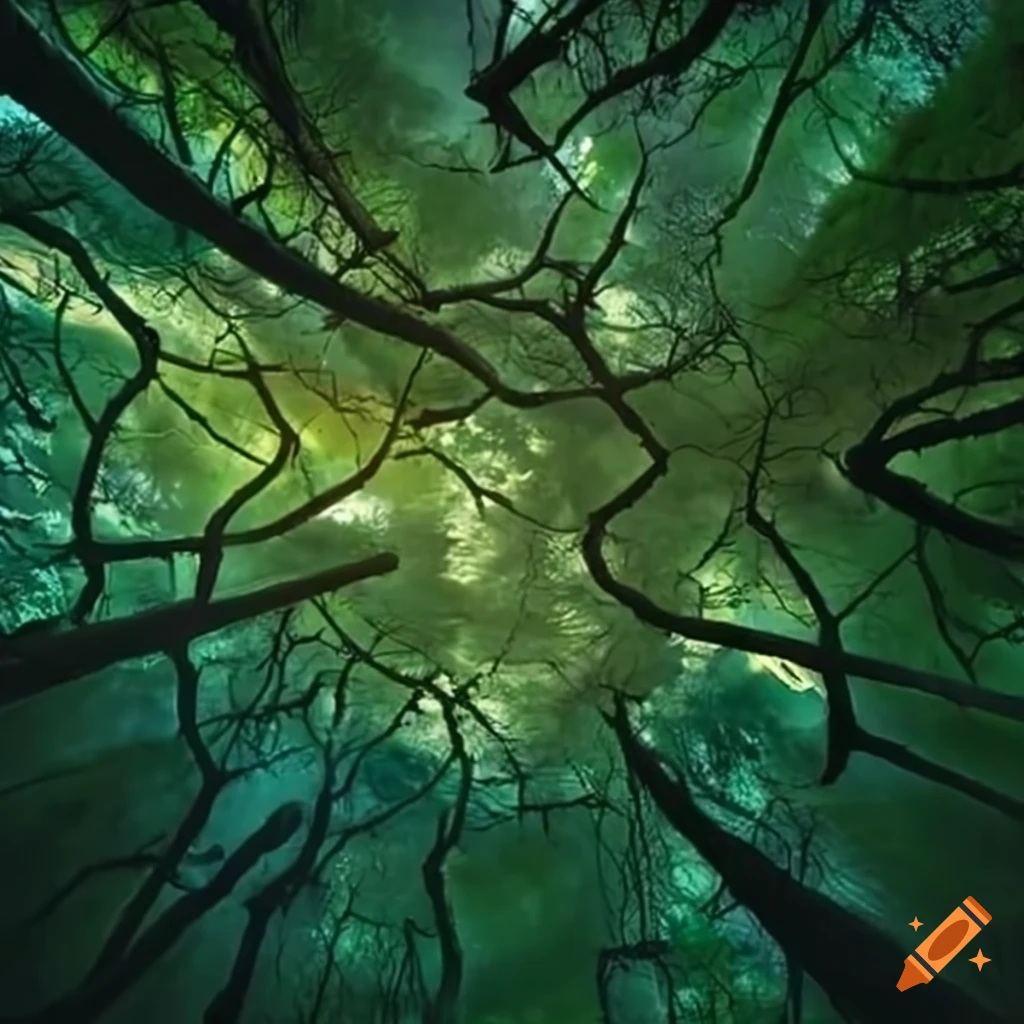 Forest canopy forest tangled from above on Craiyon