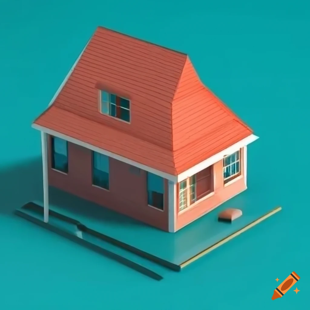 3d icon of a small house, from an aerial view