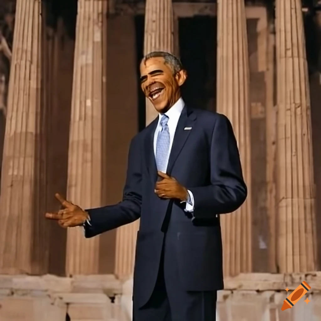Barack obama in the parthenon in athens