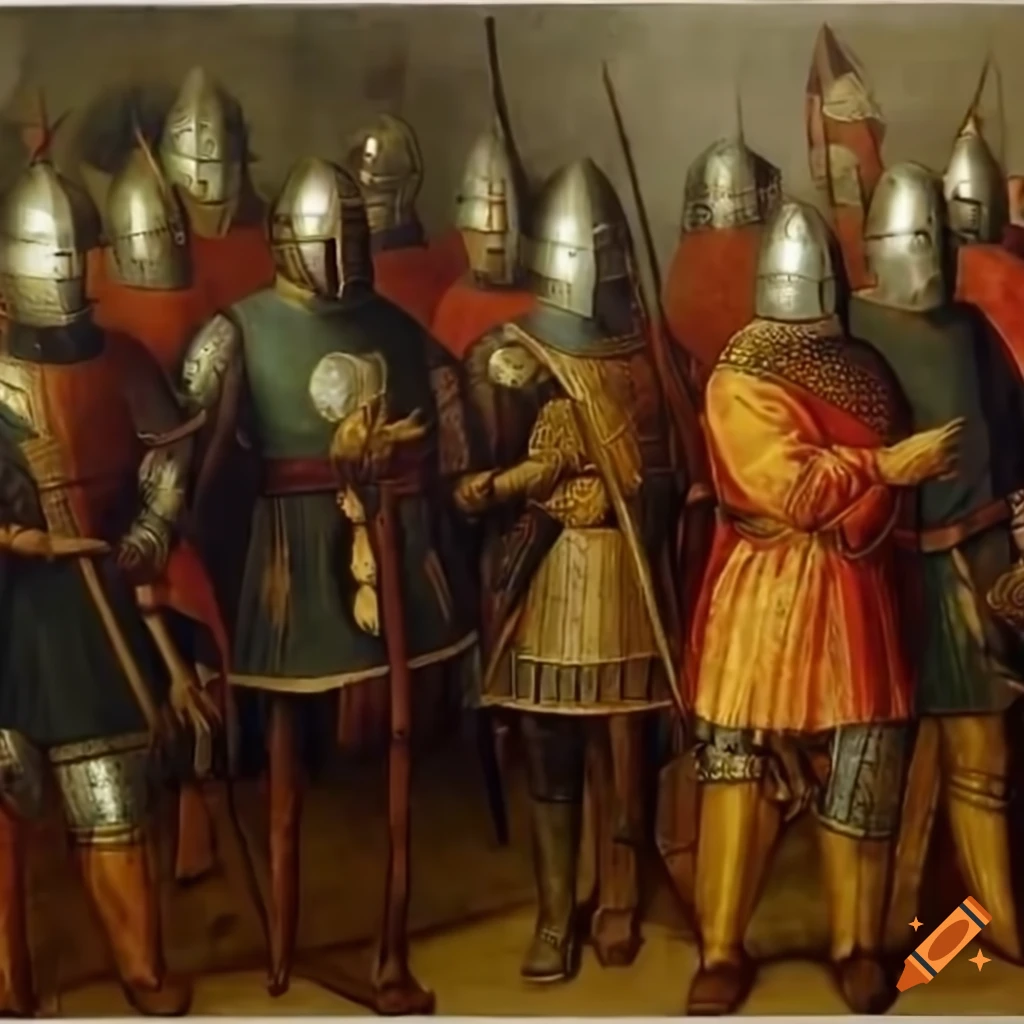 Medieval 15th century band of many bulgarians and serbians, that holds ...