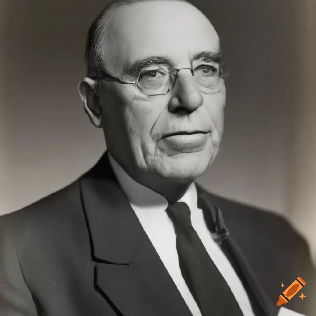 Presidential portrait photograph, 1950s, monochrome, charming aged ...