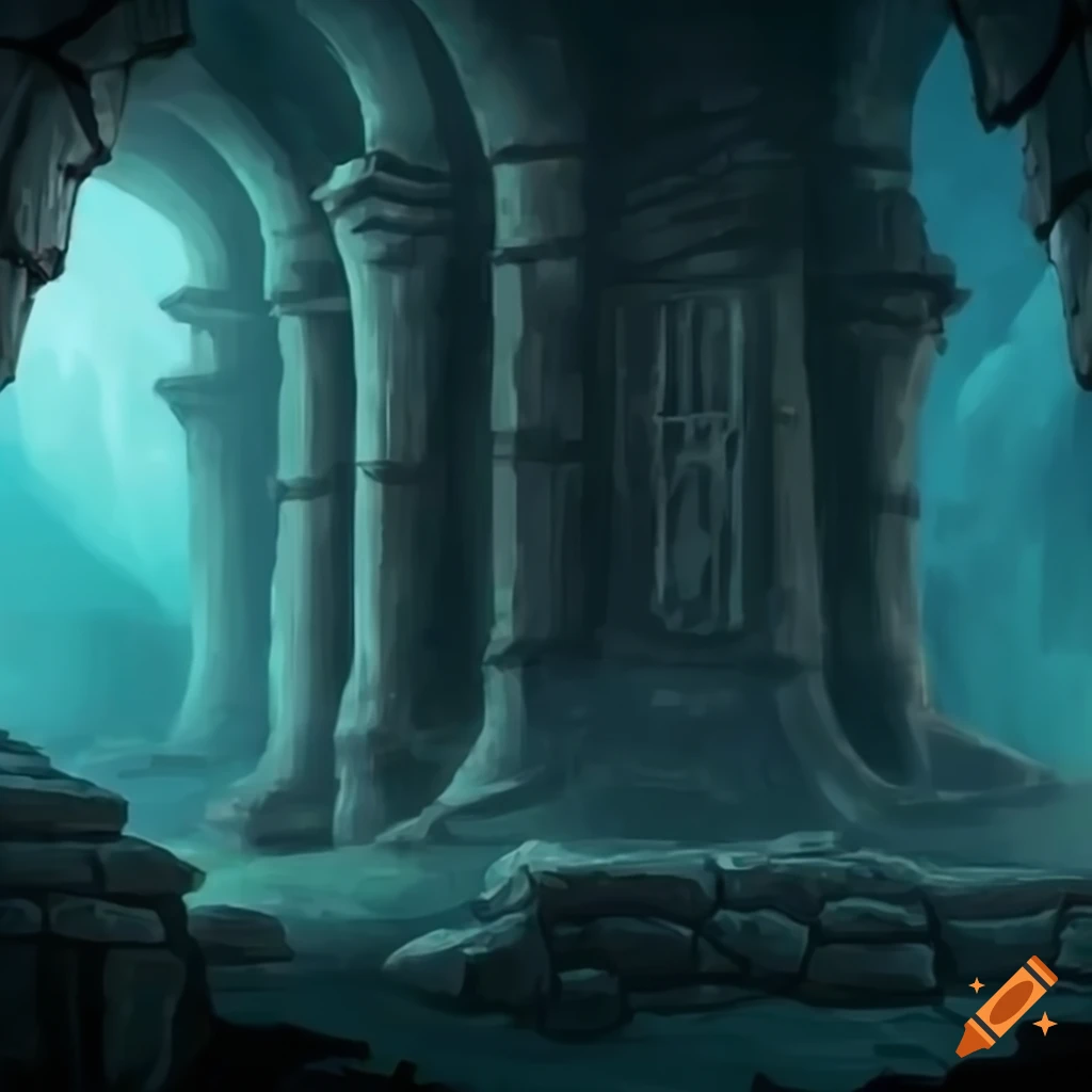 Background scene of a dark stone dungeon