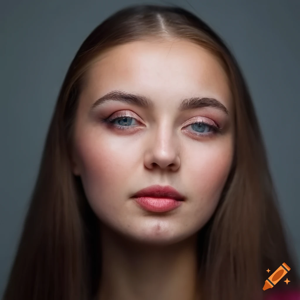 Candid close up with perfect facial features of a russian girl with a ...