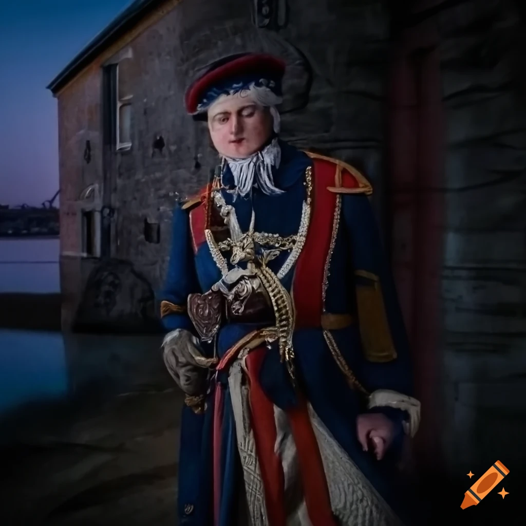 18th century captain utside at night on Craiyon