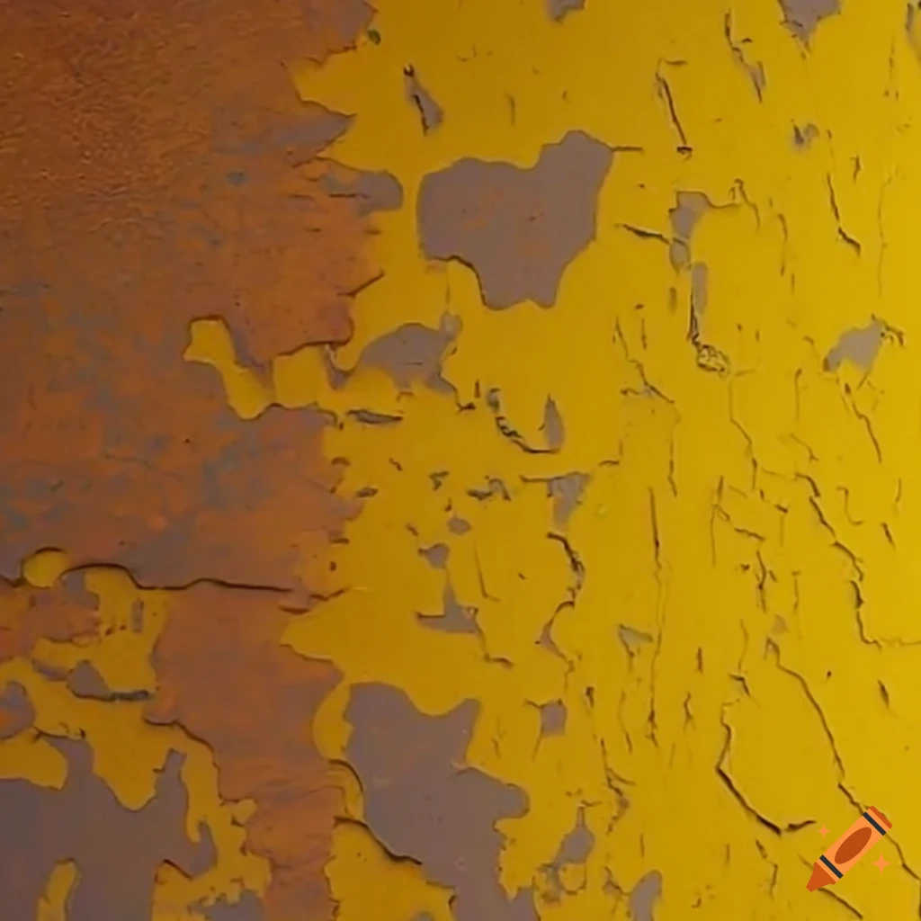 Rusted metal texture, cracked yellow paint