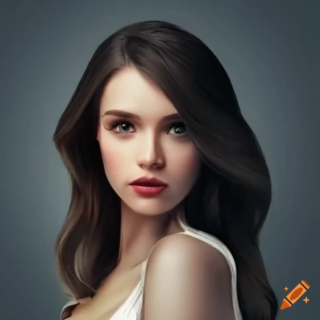 Beautiful young woman shoulder-length hair
