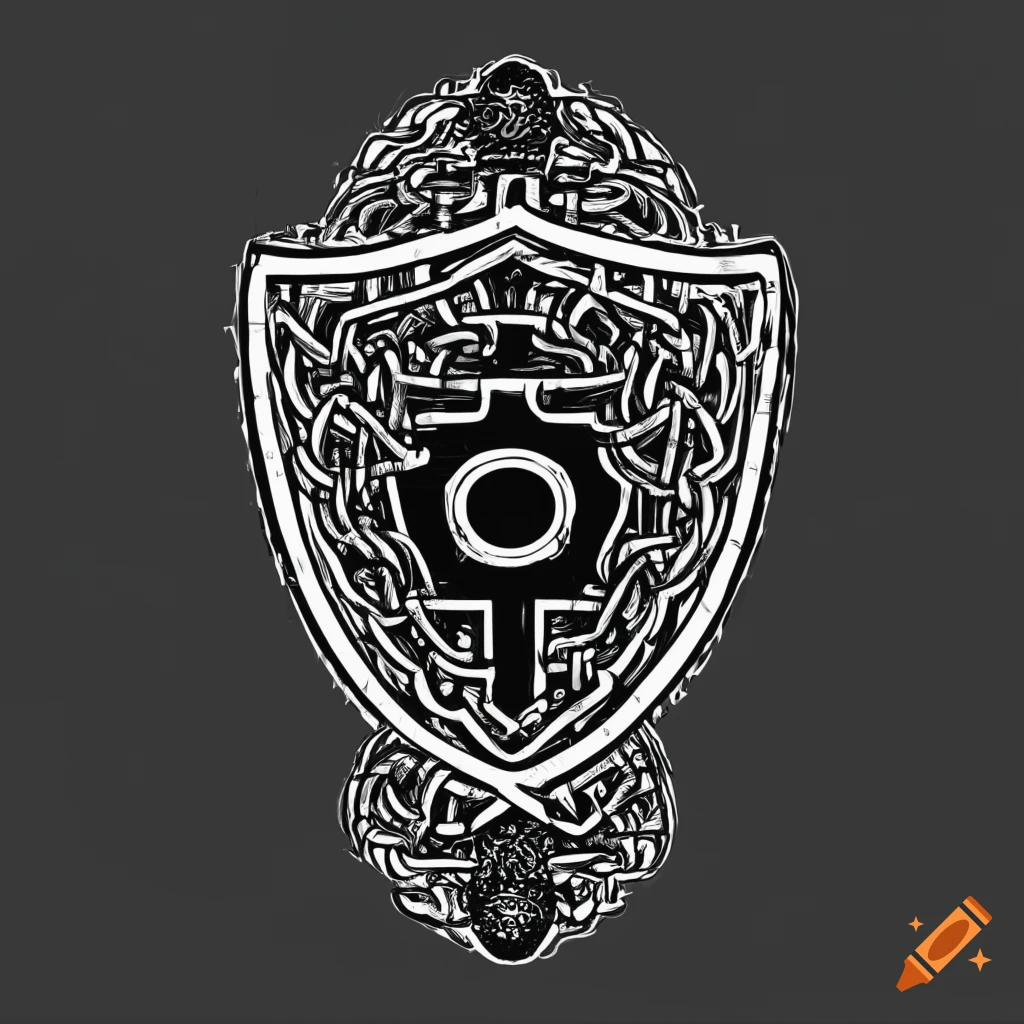 Cartoon Shield Black And White