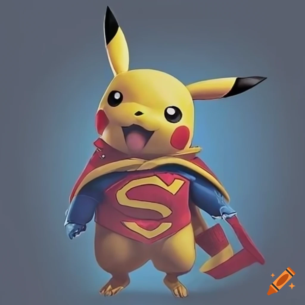 Pikachu with a superman costume
