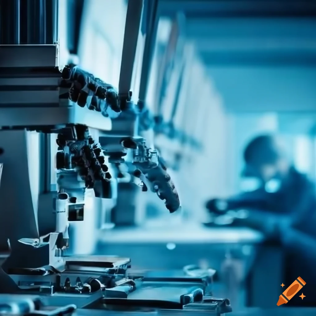 A group of students working in a manufacturing lab on Craiyon