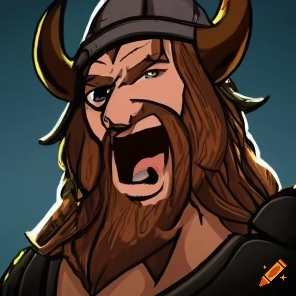 Viking emote, twitch, style manga/cartoon, personnage qui crie "chargez ...