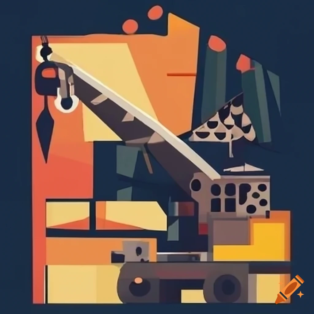Engineer and mobile crane picasso style on Craiyon