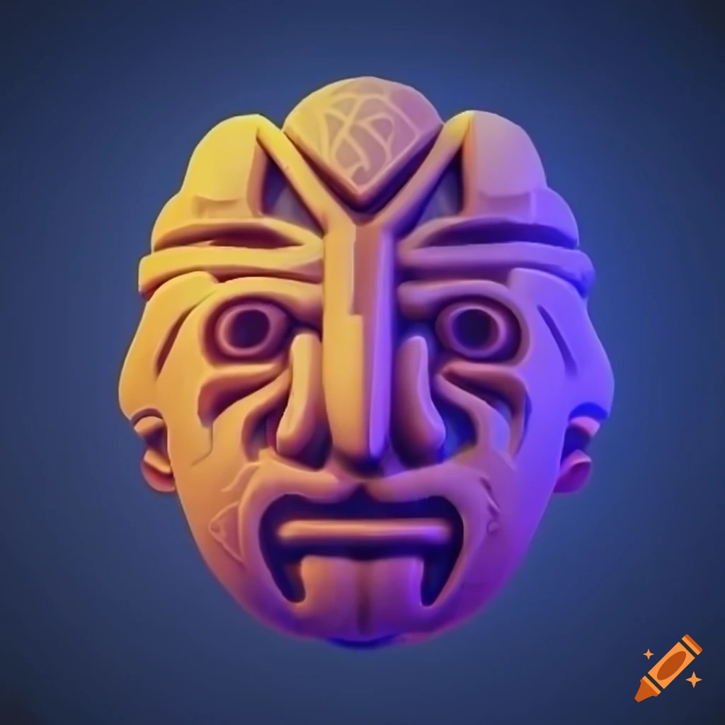 Stylized Maya glyph for Imox (bighead) in zodiac on Craiyon