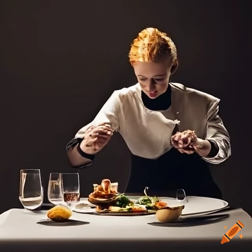 Fine dining experience, with humans sitting at the table