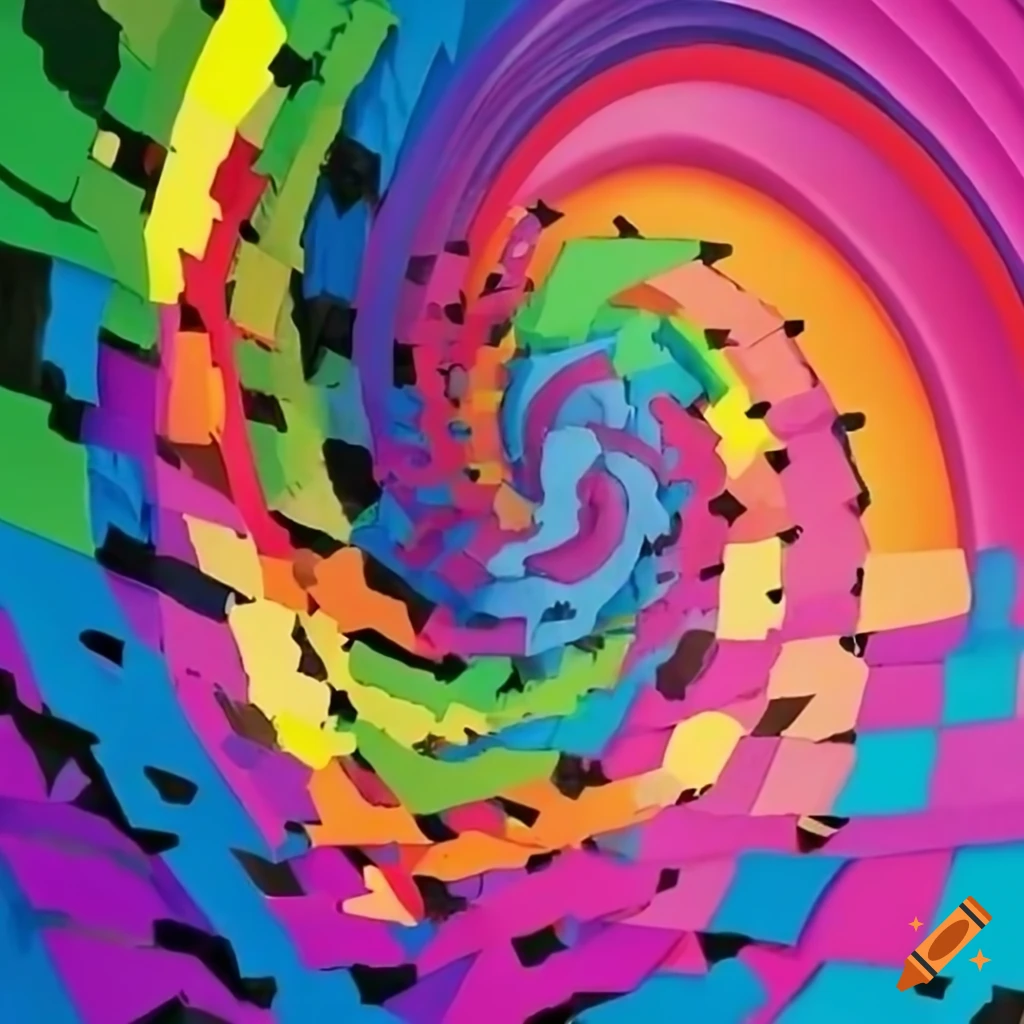 Rainbow made of many pieces of paper, pop art, comics, design, film ...