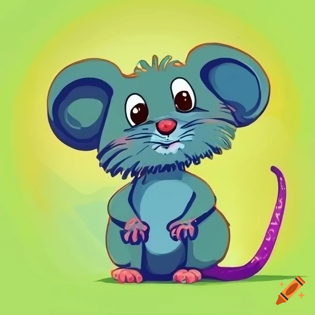 Cute cartoon drawing mouse in flat style on Craiyon