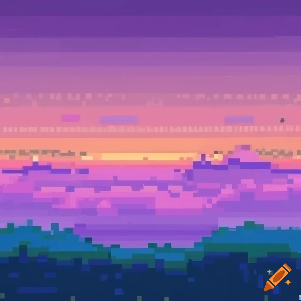 Pixel art of a pastel sky at dusk, landscape 16:9 on Craiyon