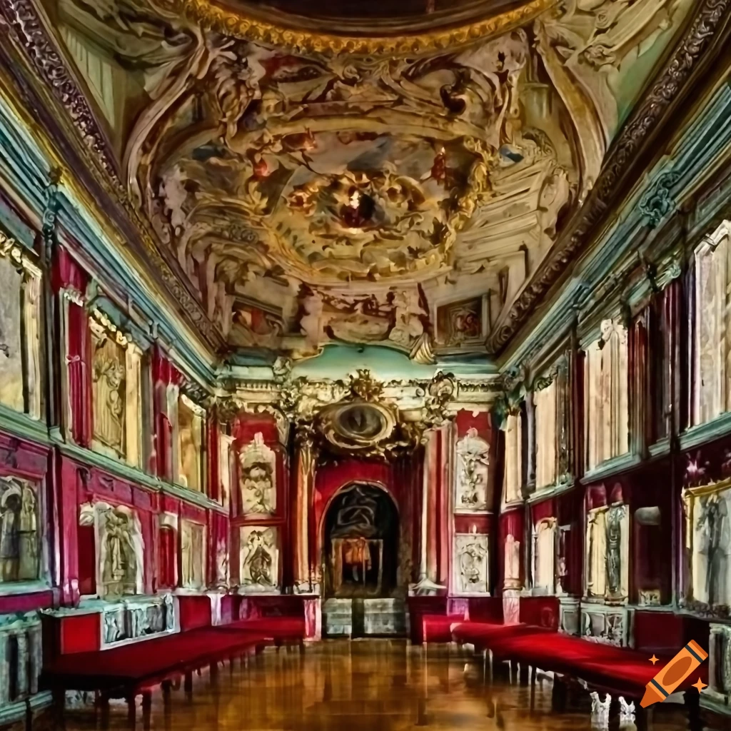 The great White Hall, rather splendid, a little dilapidated: enormous ...