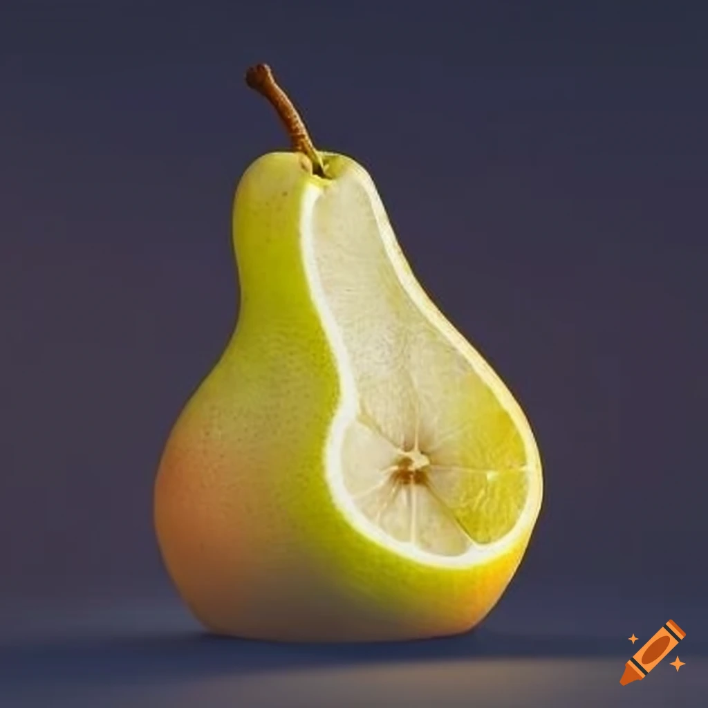 Sliced pear with lemon texture inside ultrarealistic on Craiyon