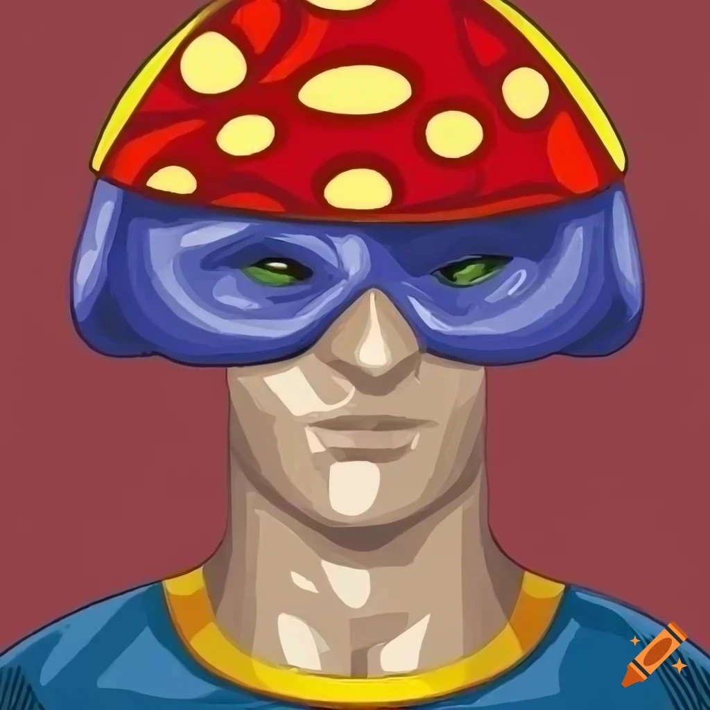 Superhero mushroom man handsome portrait