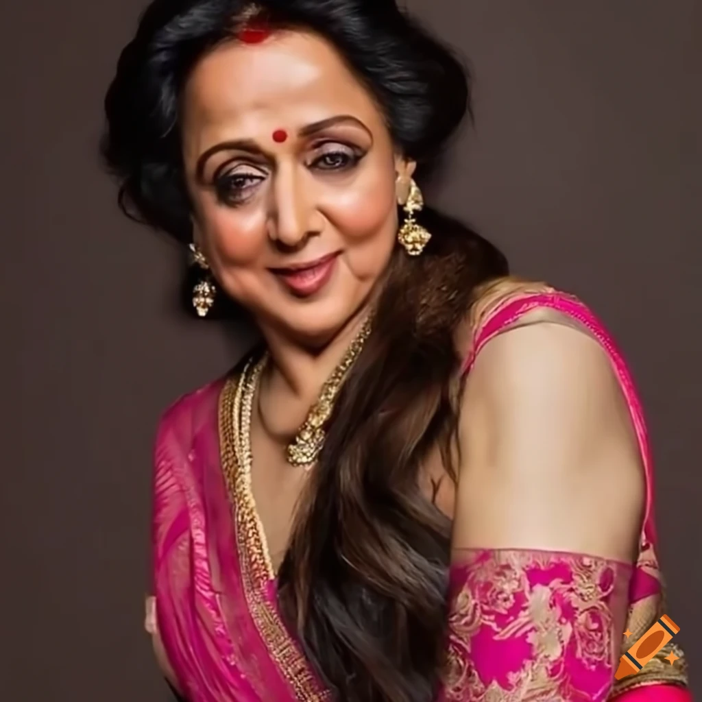Hema malini in a simple messy bun on Craiyon