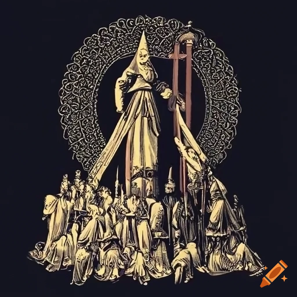 Semana santa procession with palanquin, engraving style on Craiyon