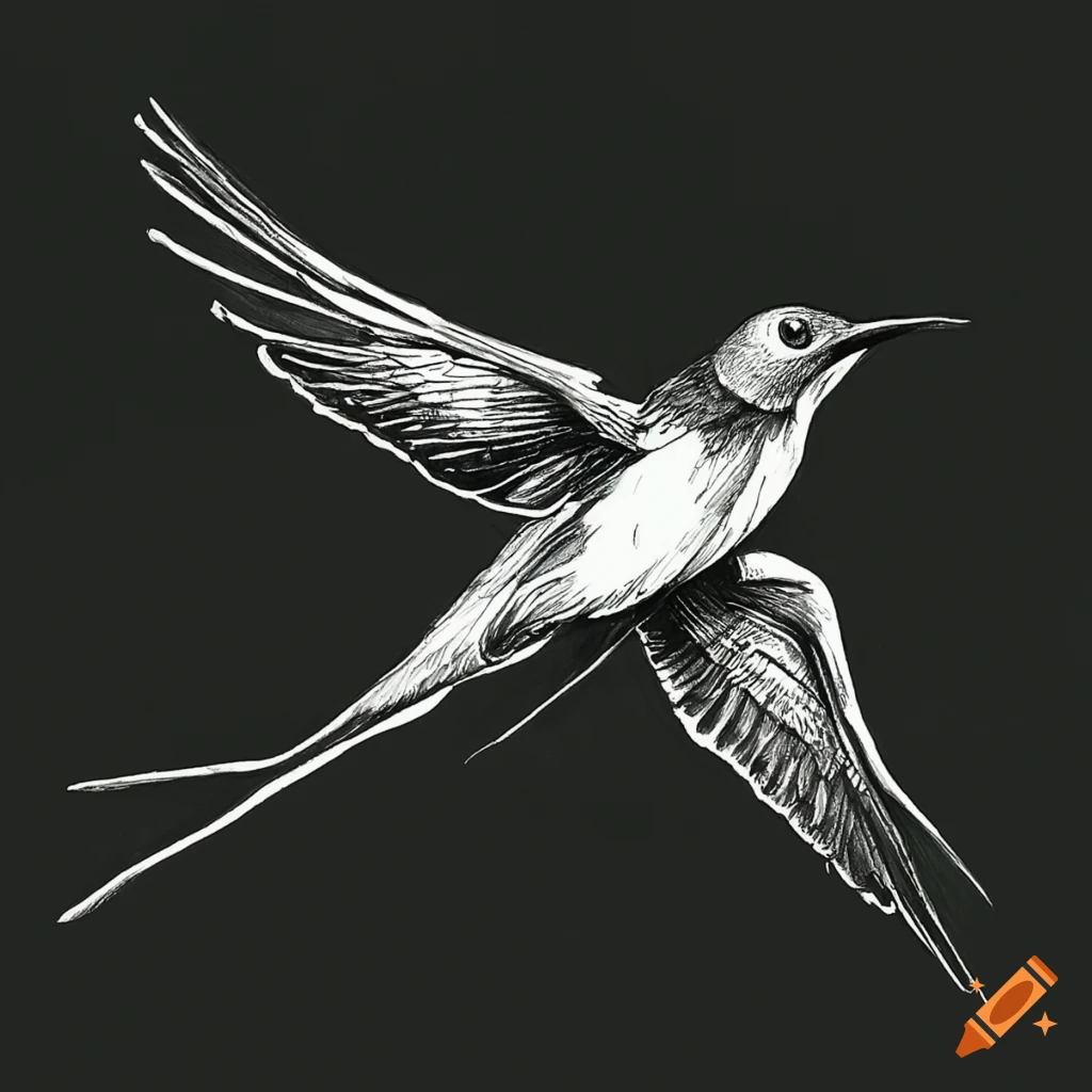 Pencil sketch of a swallow on Craiyon