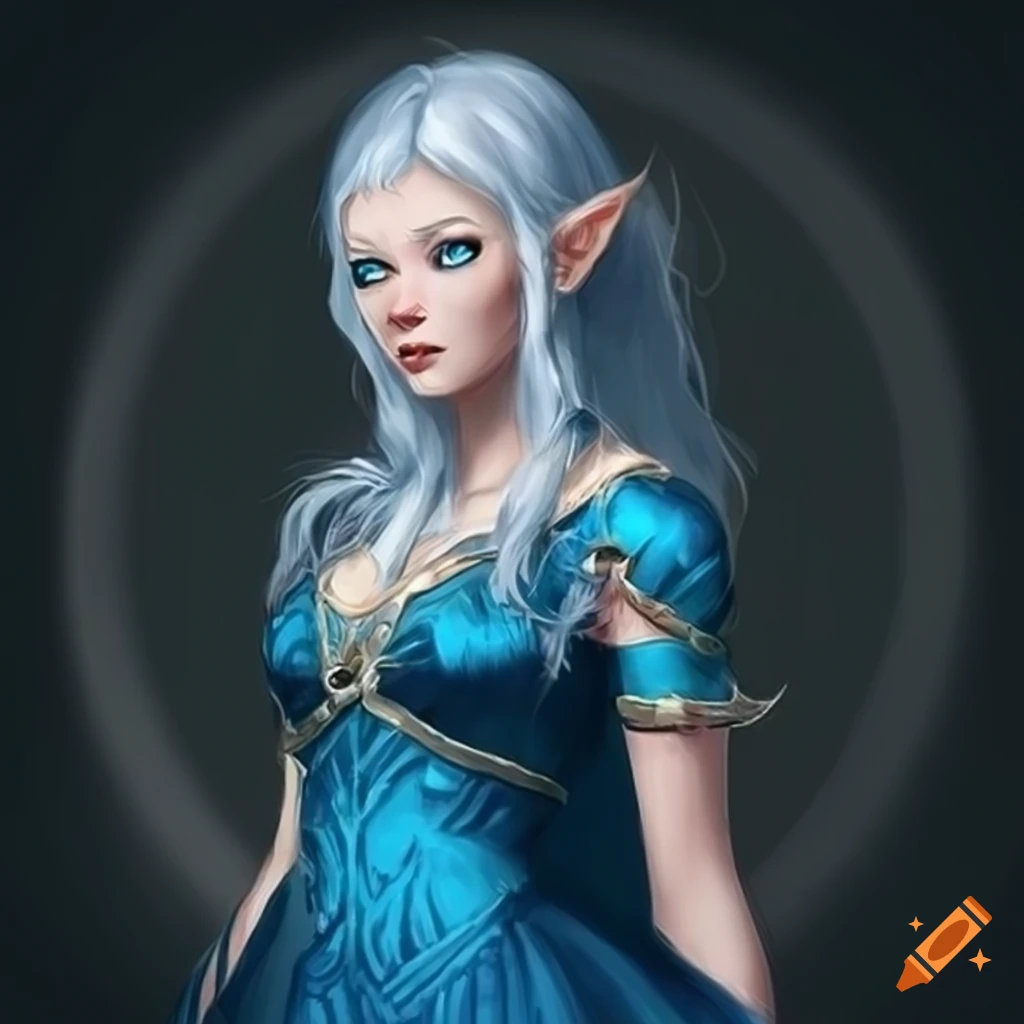 High elf with blue skin and long white hair