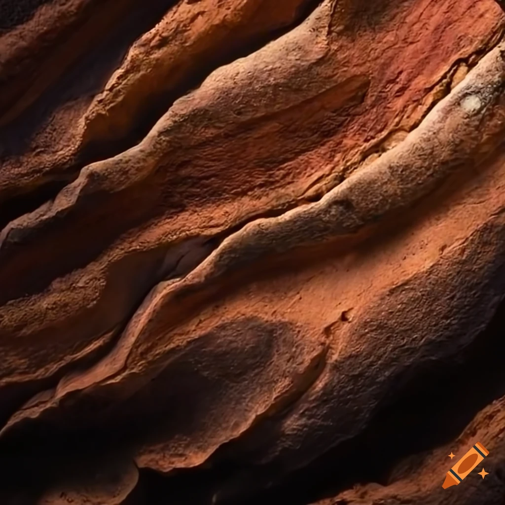 Close-up of a rock's natural texture and earthy colors on Craiyon
