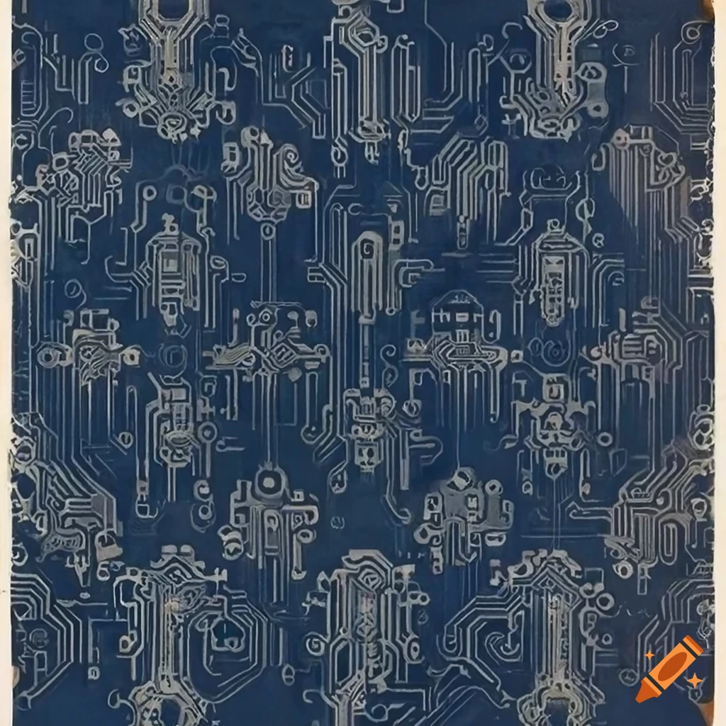 In the elegant pattern with a digital theme, a symphony of graceful ...
