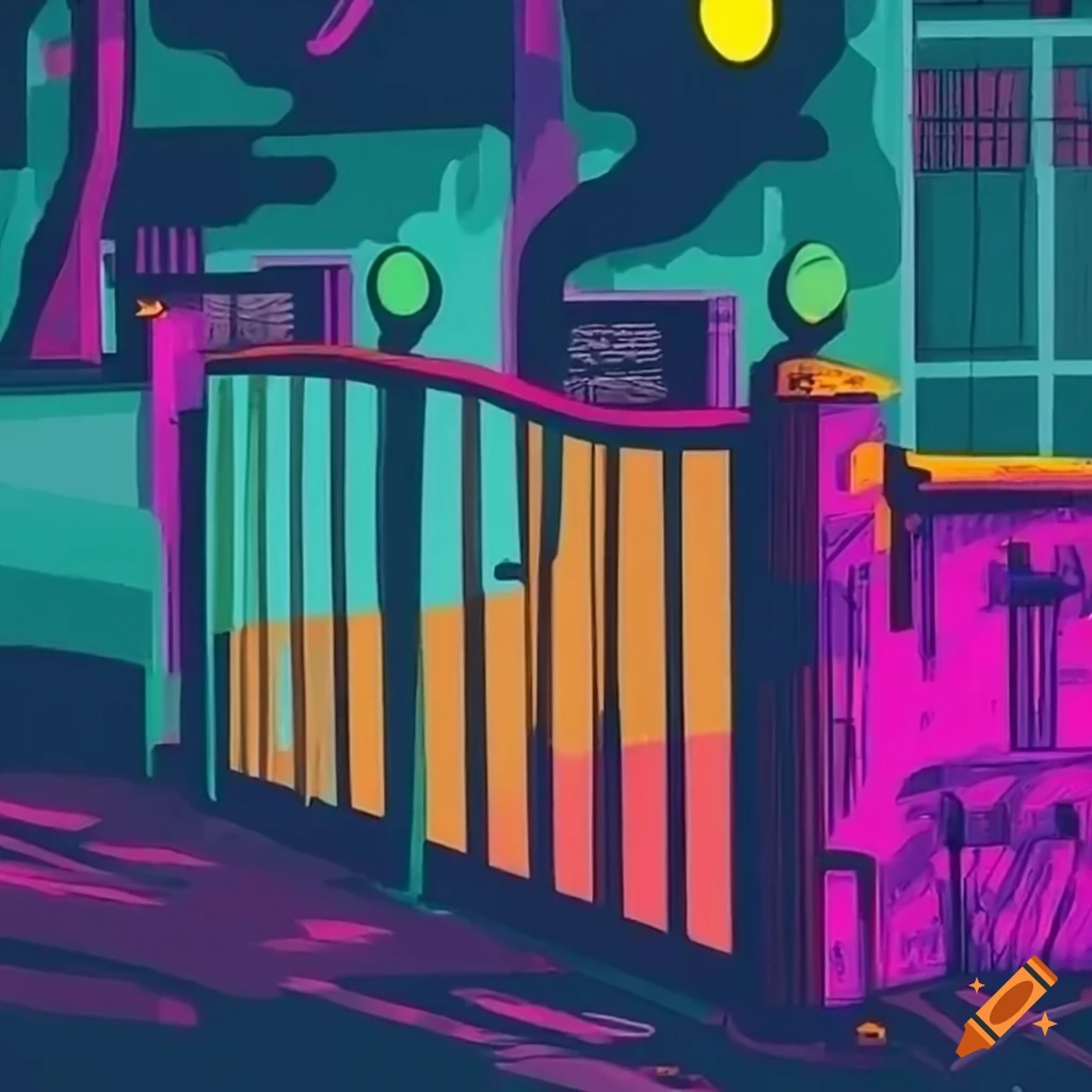 Fence around bletchley park, cyberpunk