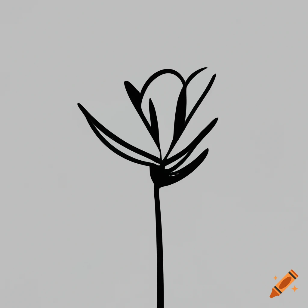 Hand drawn creative wildflower design, side profile, simple ...