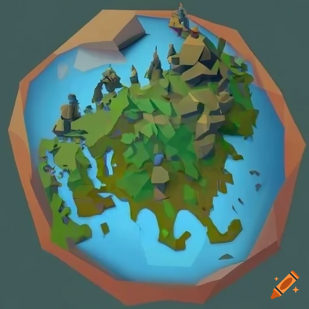Low poly map open world video game