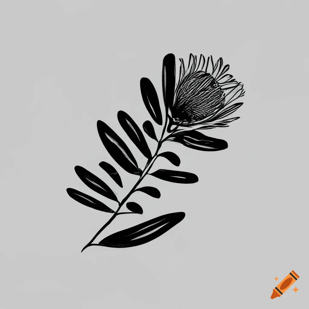 Hand drawn creative wildflower design, side profile, simple ...