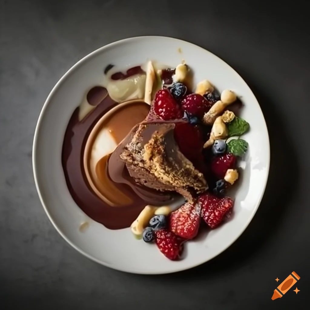 Dessert on a plate top view on Craiyon