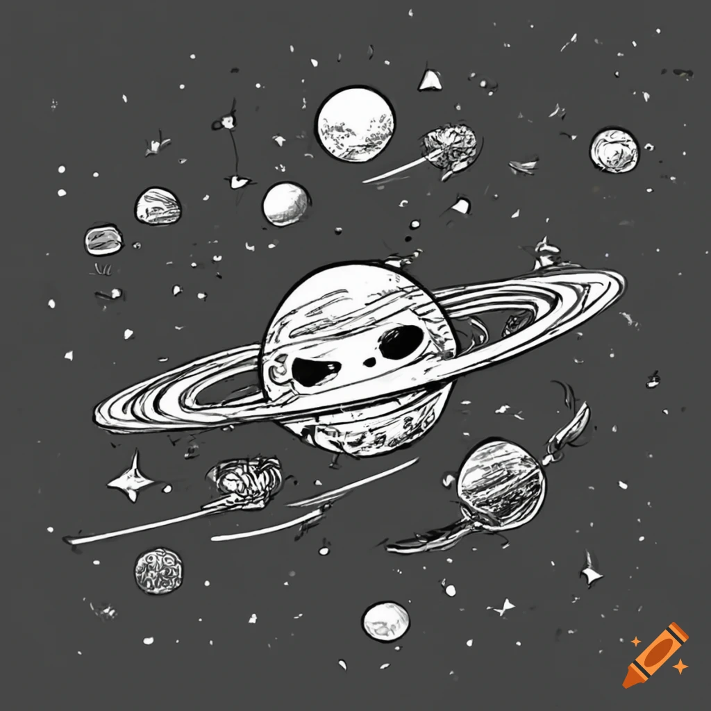 Smiling planets happily floating in deep space while smiling on Craiyon