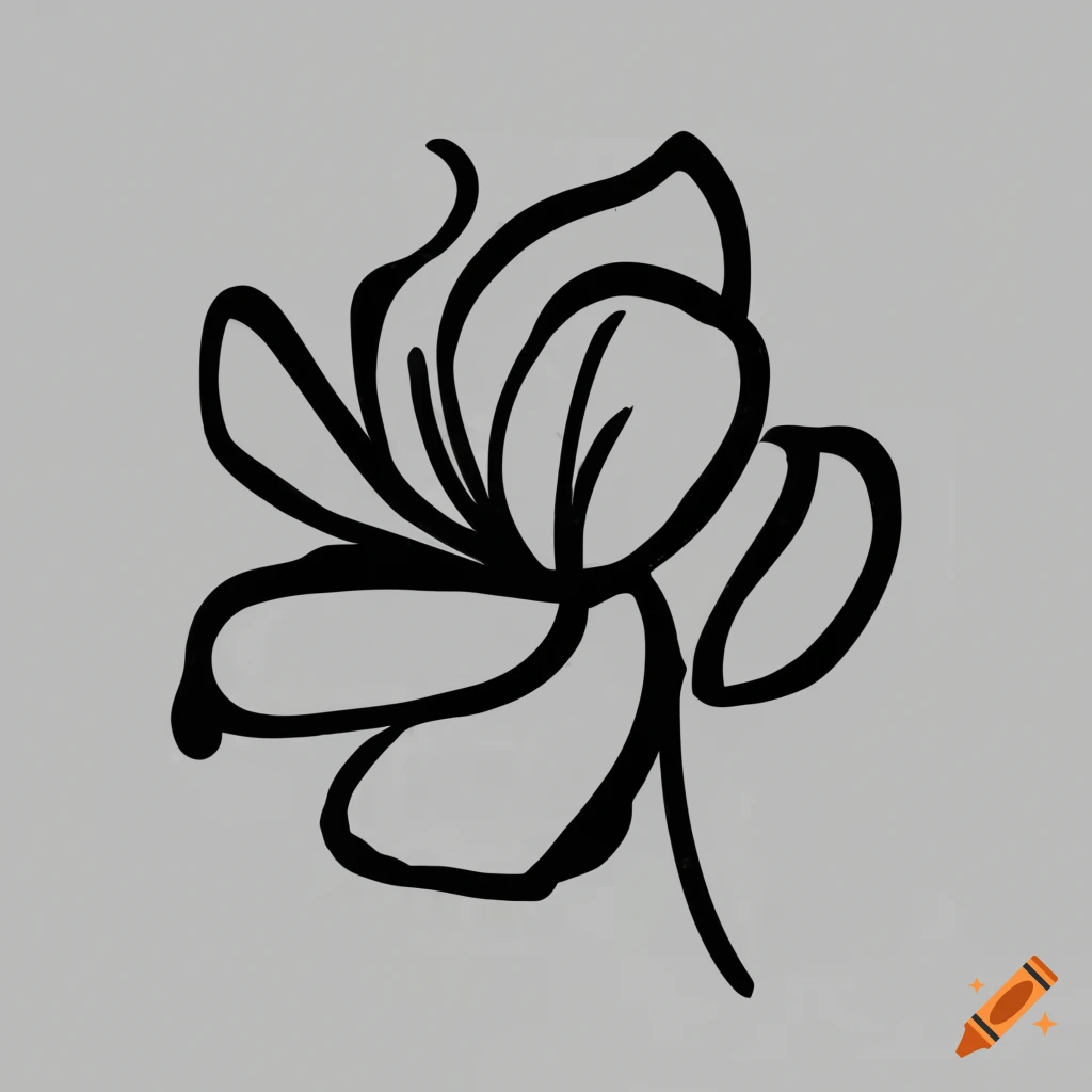 Hand drawn creative wildflower design, side profile, simple ...