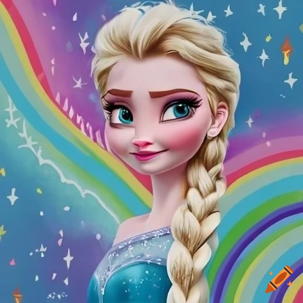 Birthday card for elina. art, rainbow elsa disney on Craiyon