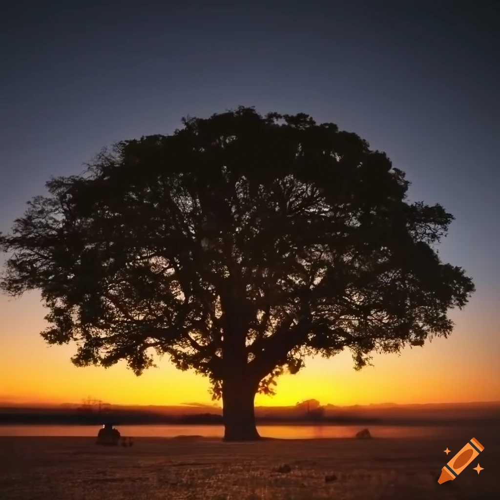 Cork tree at sunset on Craiyon