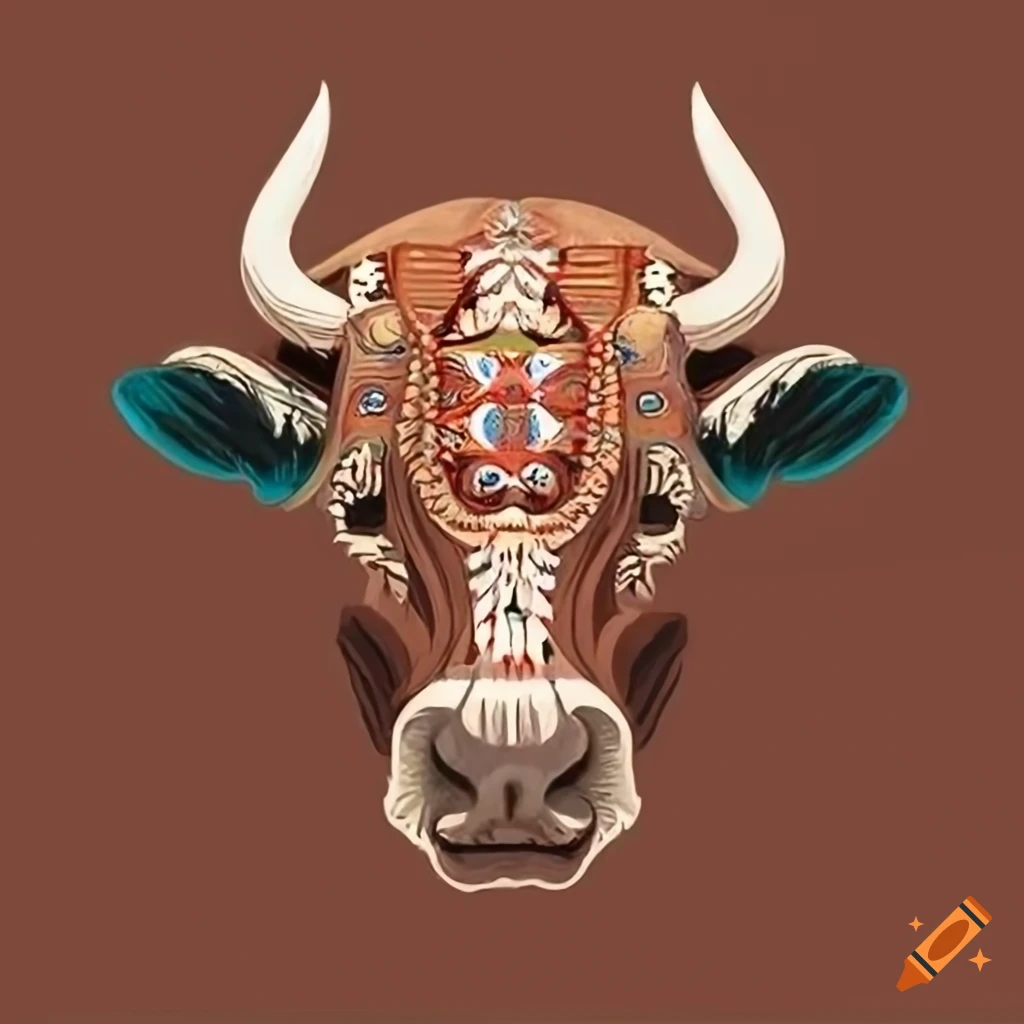 Traditional native american cattle symbol in sacred style on Craiyon