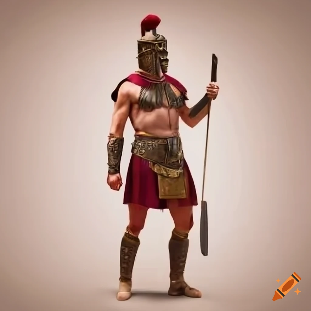 A full body image from head to toe of a single roman gladiator with his ...