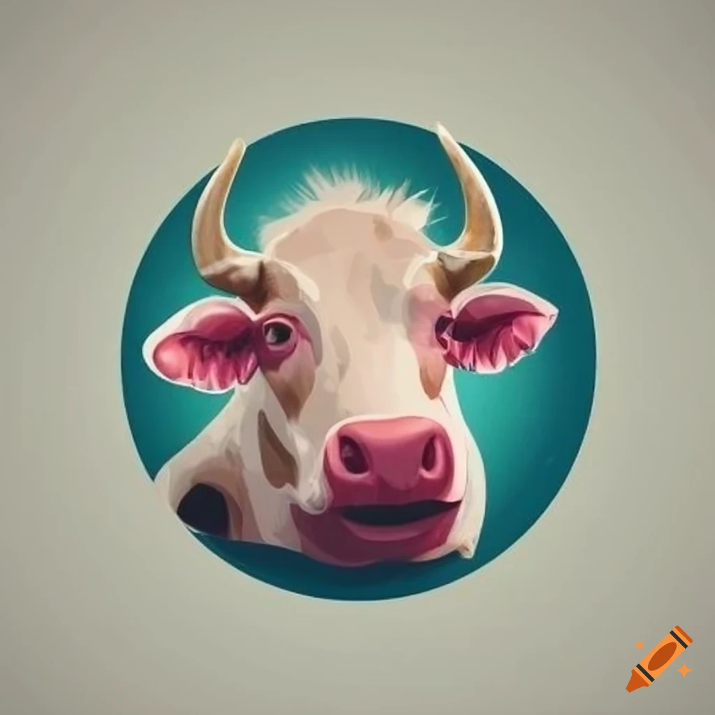 Circular cow logo with open mouth on Craiyon