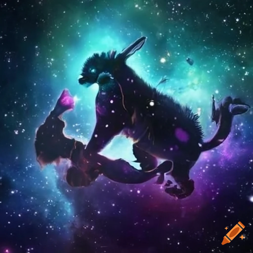 Cosmic animal guide with tokens of luck