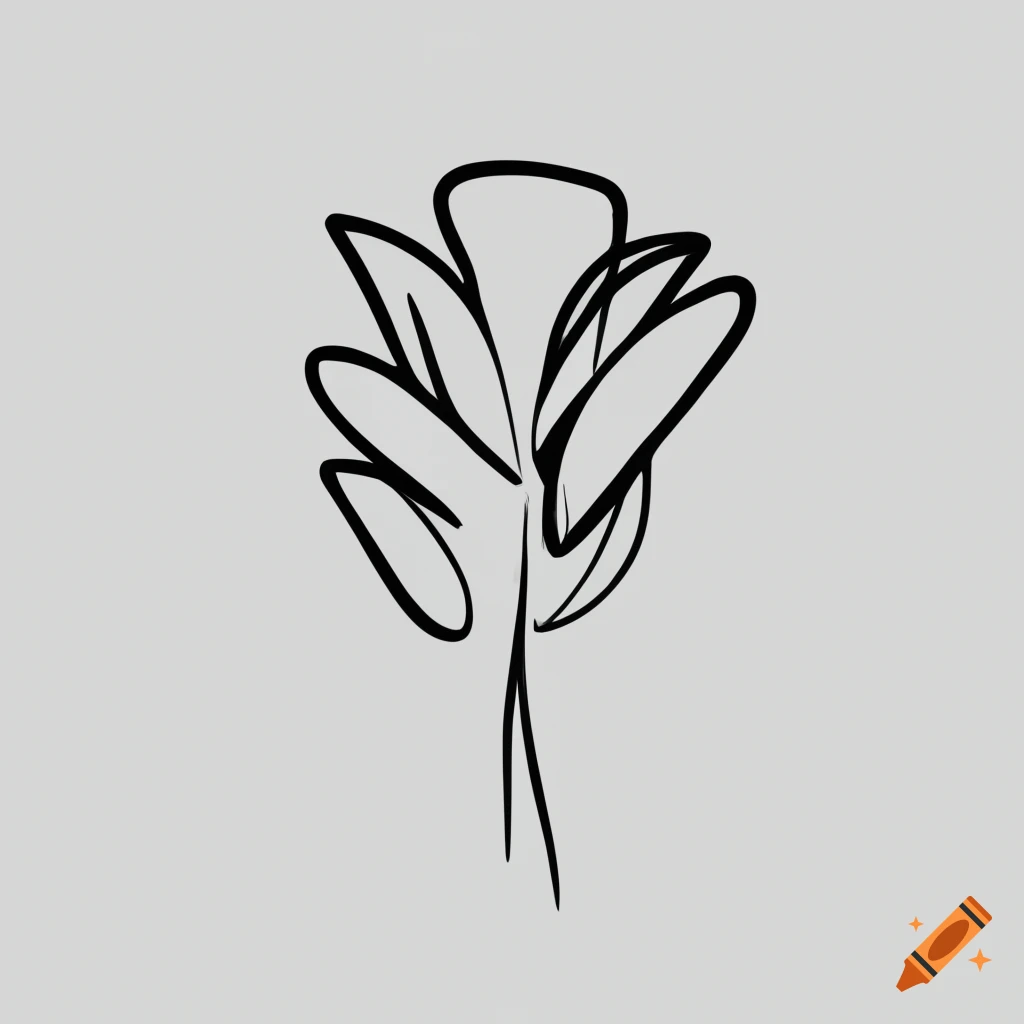 Hand drawn creative wildflower design, side profile, simple ...