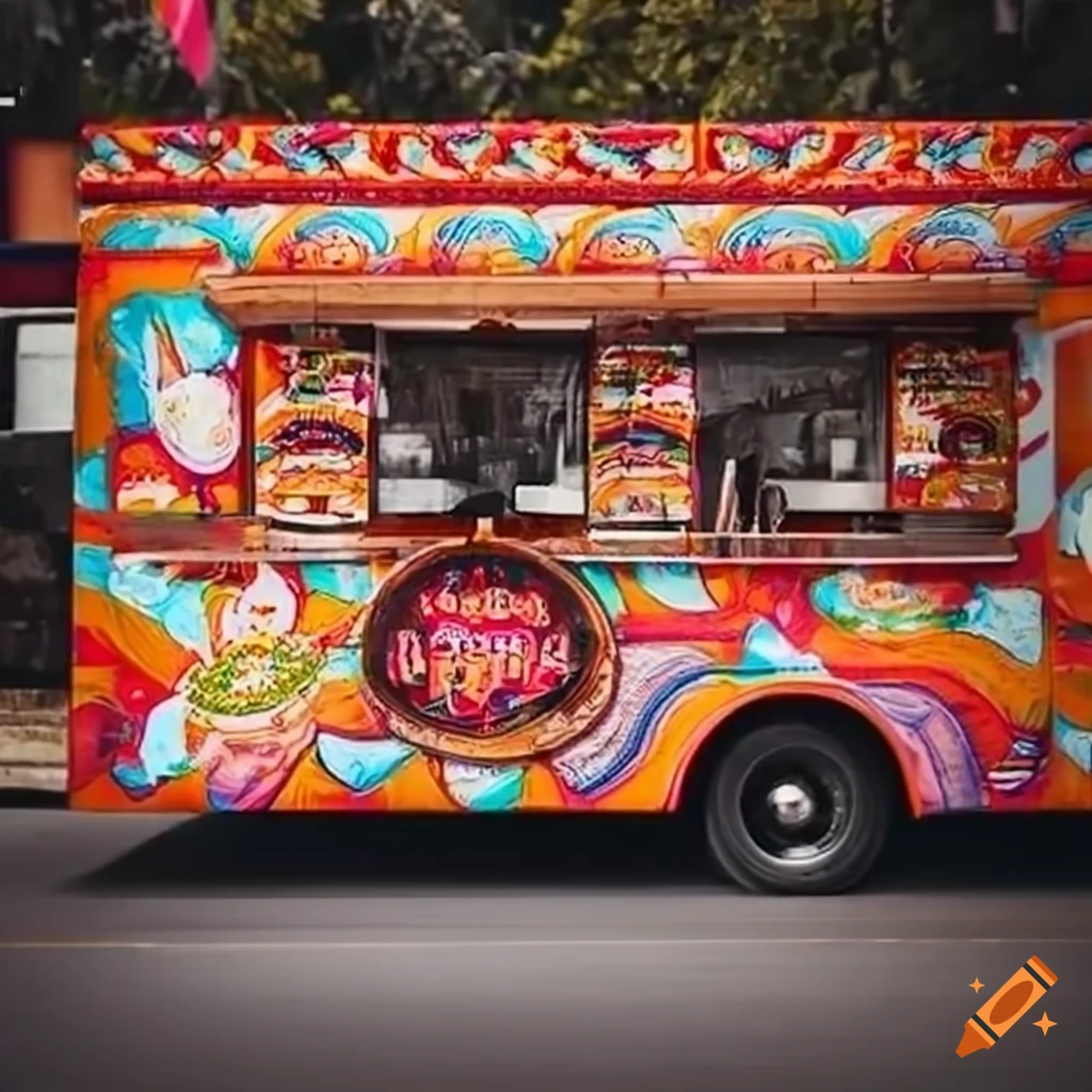Food truck con area de fotos estilo mexicano on Craiyon