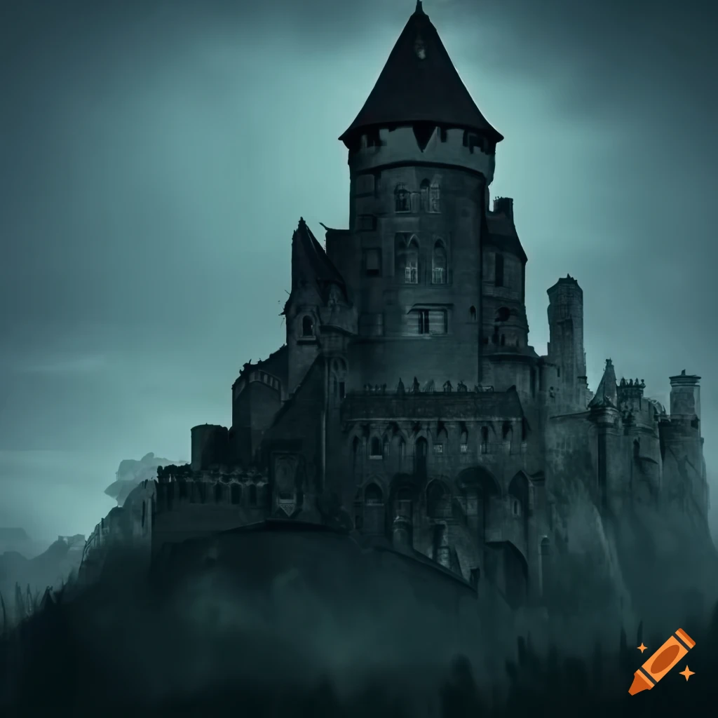 Gloomy gothic foreboding castle on Craiyon