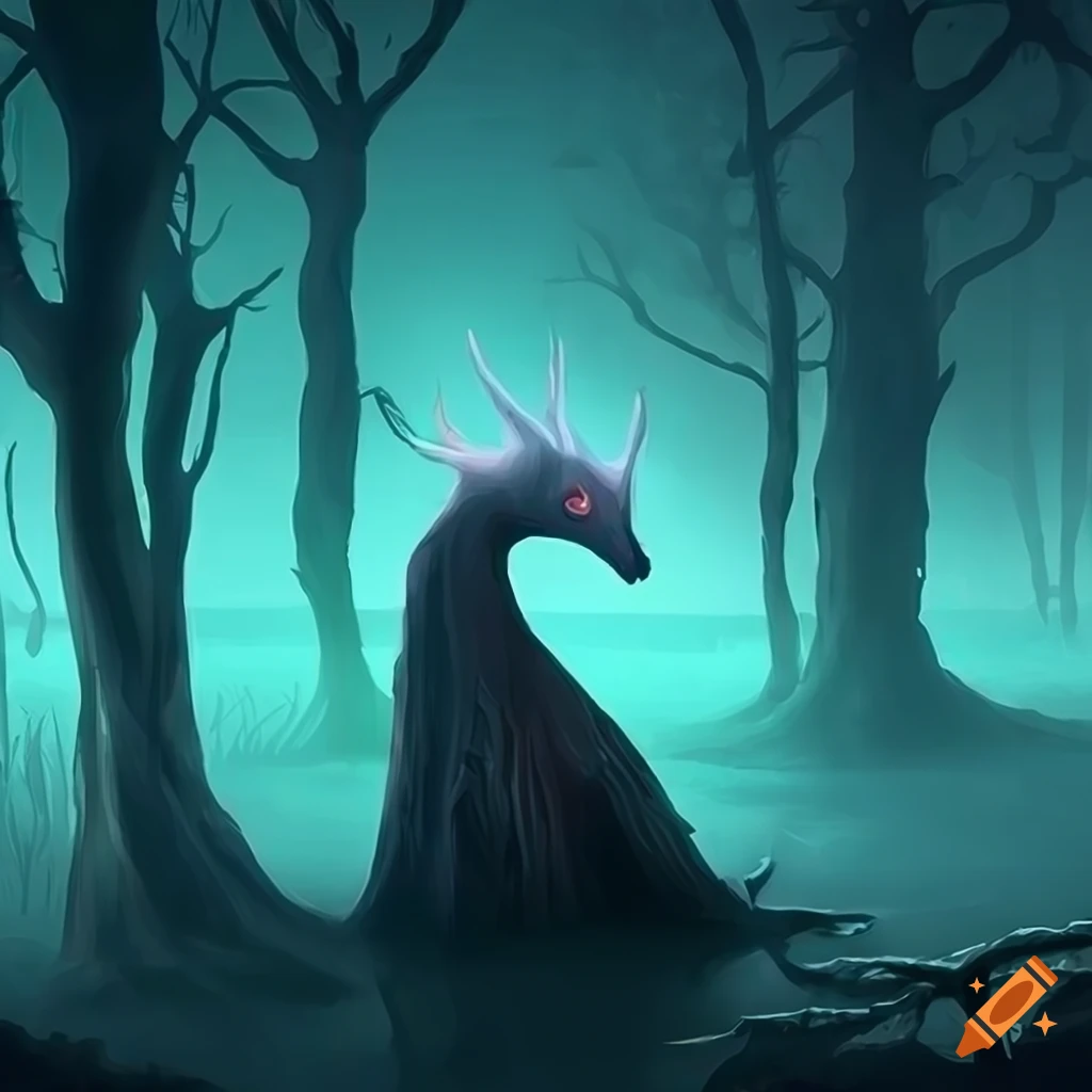 Mysterious spirit creatures in a landscape digital art